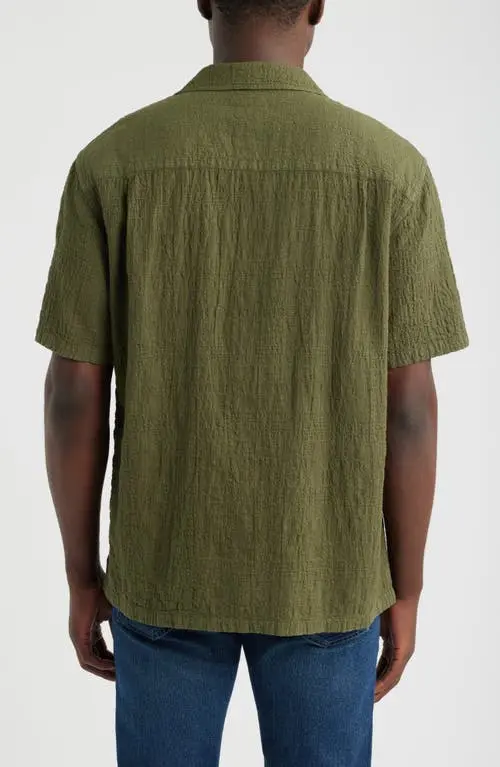 Madewell Cotton And Linen Slub Camp Shirt - Olive Drab