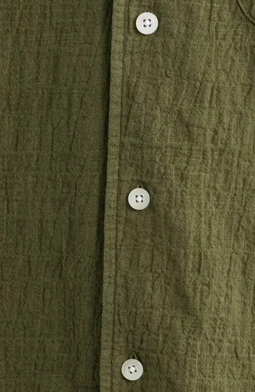 Madewell Cotton And Linen Slub Camp Shirt - Olive Drab