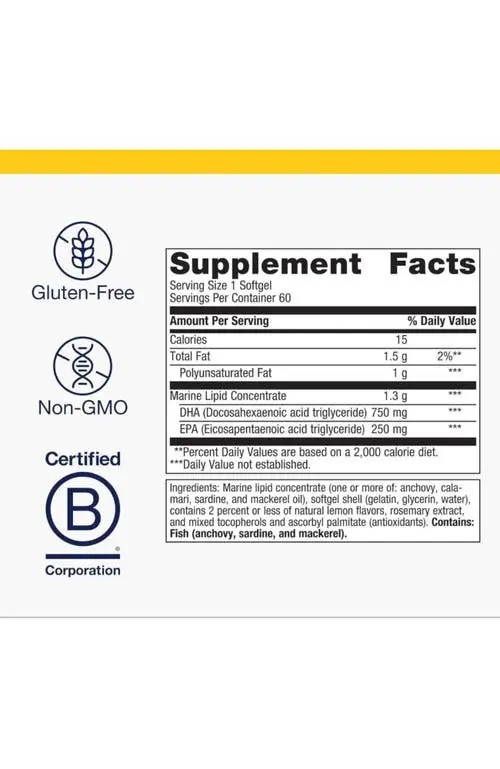 METAGENICS Omegagenics Fish Oil Neuro 1000 Mg Omega Supplement 60 Softgels