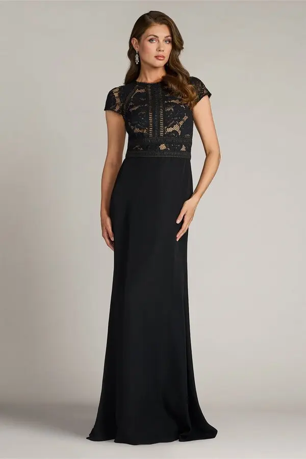Tadashi Shoji Catrine Lace Bodice Gown - Black/nude