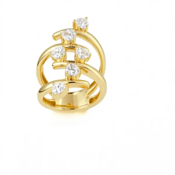 ARTISAN White / Gold 14k Yellow Gold Multi Pear Diamond Spiral Statement Ring - White/gold