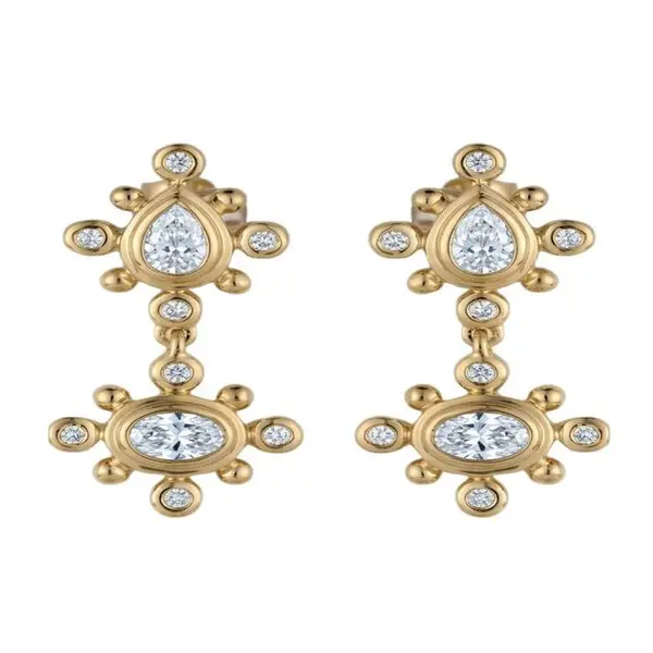 ARTISAN 14k Yellow Gold Diamond Dangle Earrings - Gold/white