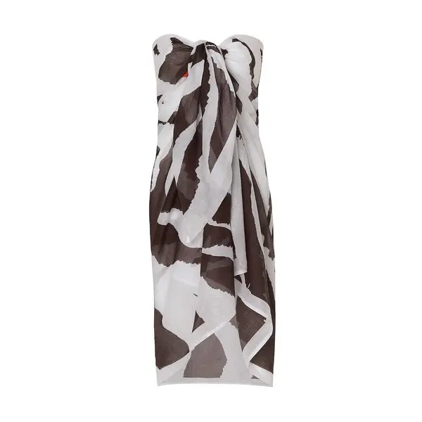 DHARA SHETH, DUBAI Black / White Into The Wild Zebra Animal Print Resort Tube-style Sarong - Black/white
