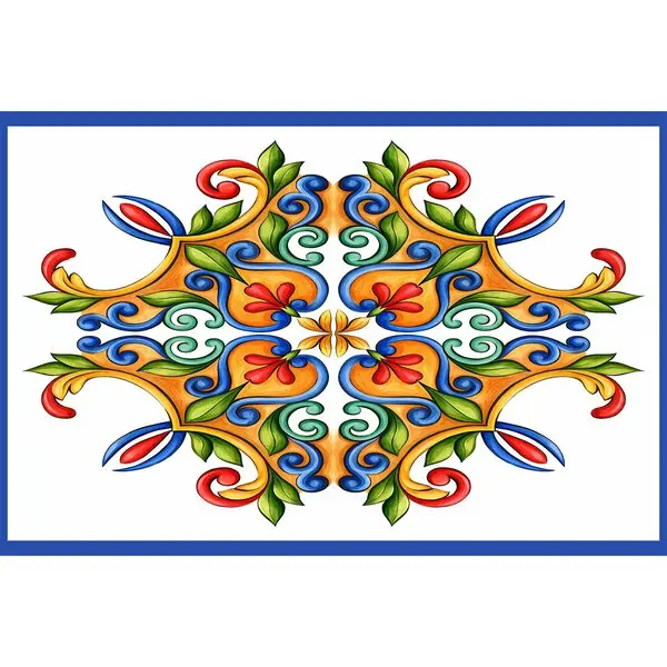 DHARA SHETH, DUBAI Blue / White Majolica Mosaic Resort Sarong Multicolor - Blue/white