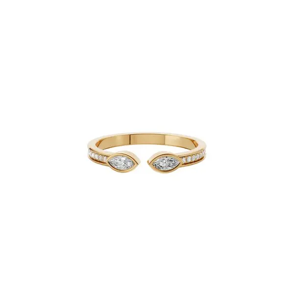 AYA FINE JEWELRY Hazel Marquise-cut Lab Grown Diamond Pave Open Ring - Yellow