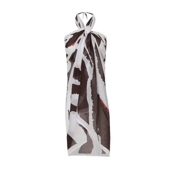 DHARA SHETH, DUBAI Black / White Into The Wild Zebra Animal Print Resort Halter-style Sarong - Black/white