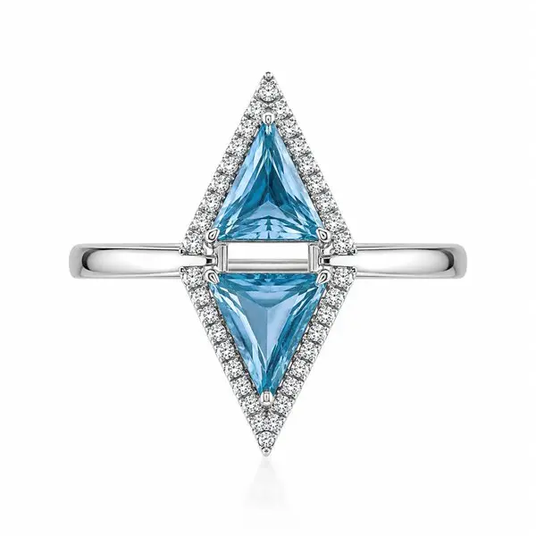 ARTISAN 18k Gold Aquamarine & Diamond Geometric Statement Ring - White
