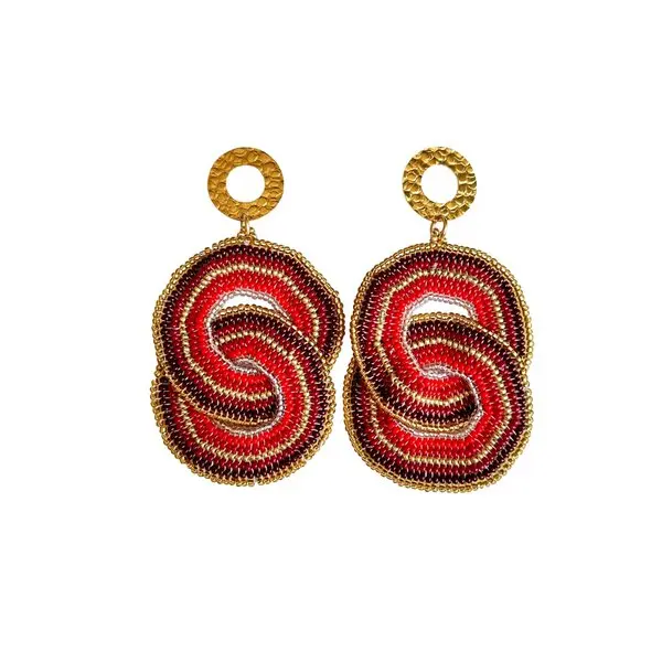 ILIANA ARRAZOLA Red And Gold Beaded Earrings - Red/gold/silver