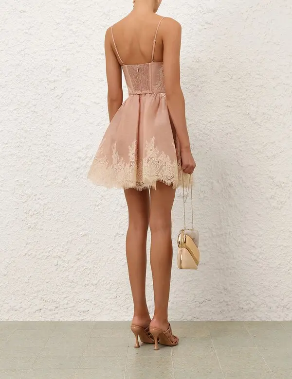 Zimmermann Valiant Lace Trim Mini Dress - Light Pink