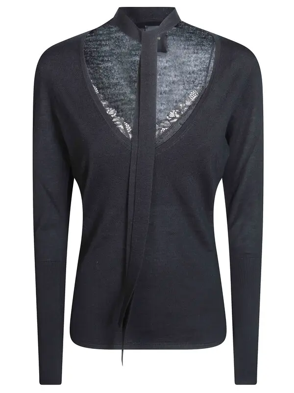 Pinko Soffio Lingerie 100% Wool Sweater - Nero