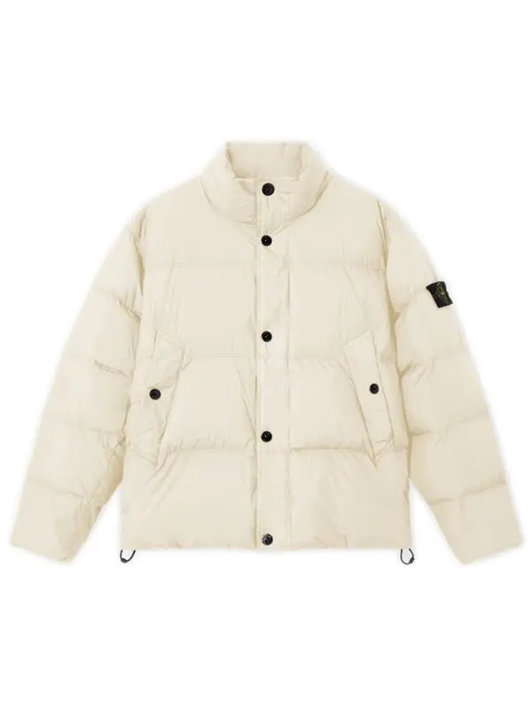 Stone Island Padded Utility Jacket With Stand Collar - Bianco