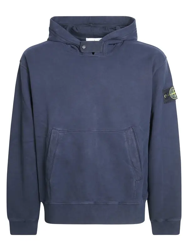Stone Island Stone-texture Fleece Hoodie Sweater - Blu