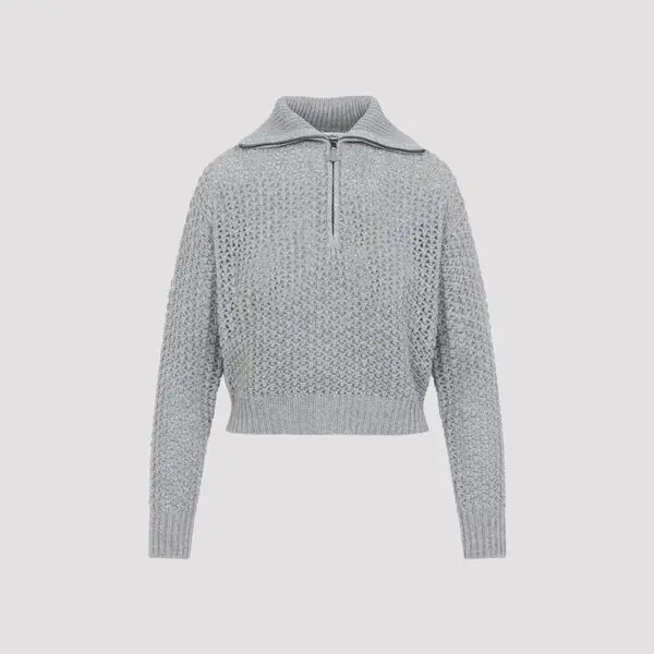 Max Mara Ribbed Zip-neck Sweater - Grey
