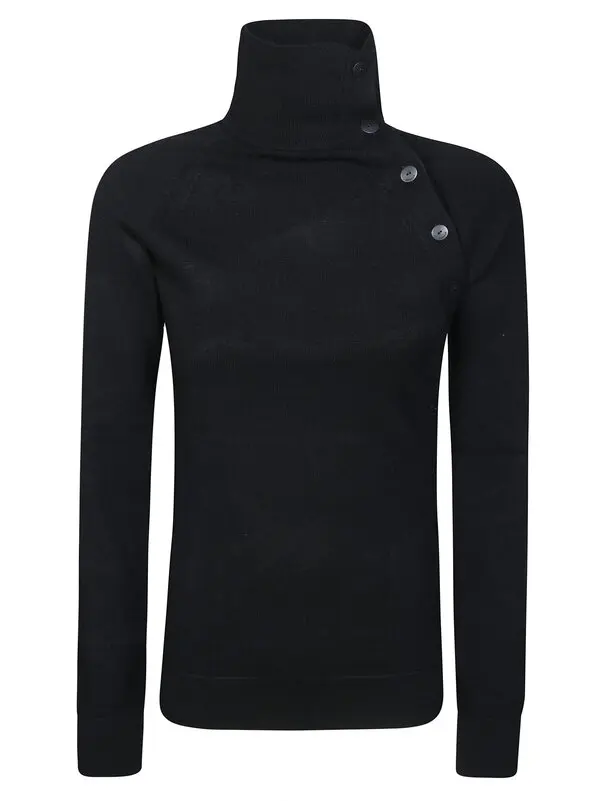DONDUP Slim Fit Mock Neck Polo Sweater In Viscose - Nero