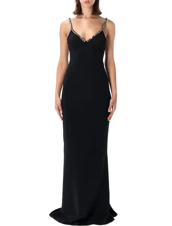Stella McCartney Viscose Blend Bodycon Dress With Embellished Straps - Nero