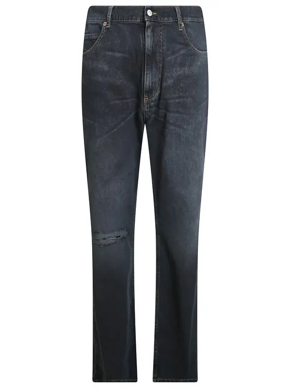MAISON MARGIELA 100% Cotton Five-pocket Pants With Distressed Detail