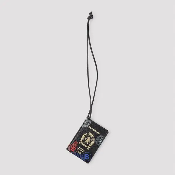 Balenciaga Mini Passport Card Holder Keyring - Black