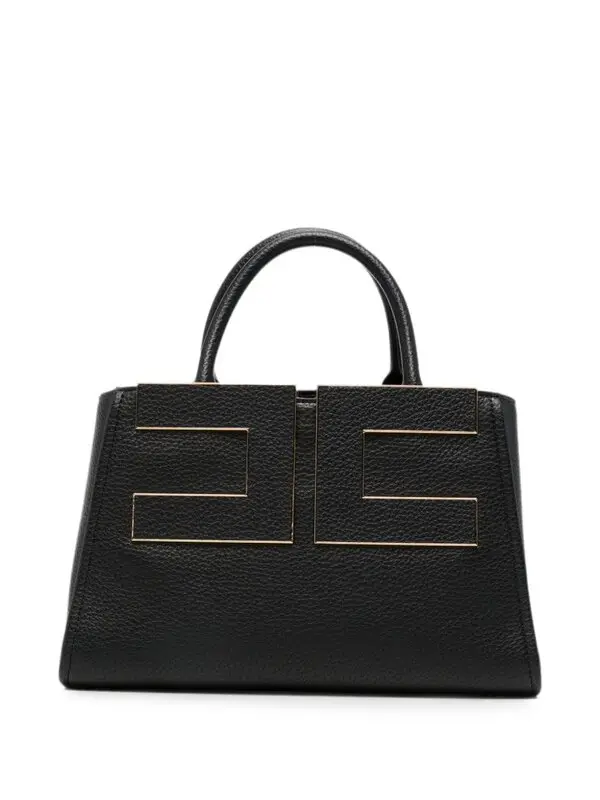 Elisabetta Franchi Faux Leather Tote Bag With Gold Tone Accents