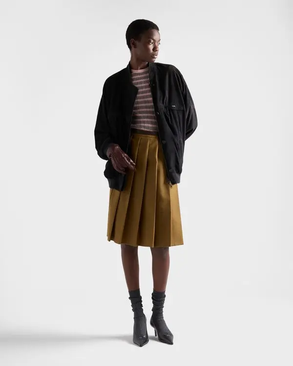 Prada Short-sleeved Striped Cashmere And Silk Sweater