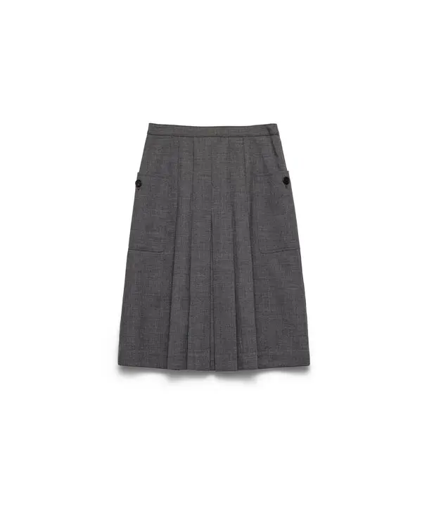 Prada Pleated Skirt With Patch Pockets - Grey