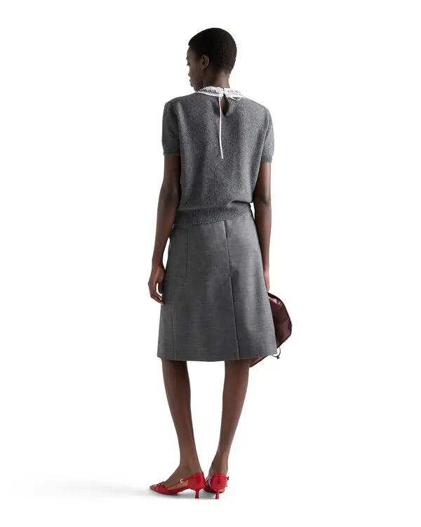 Prada Pleated Skirt With Patch Pockets - Grey