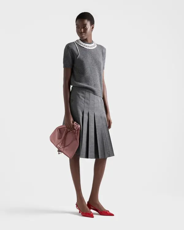 Prada Rush Stitch Pleated Skirt