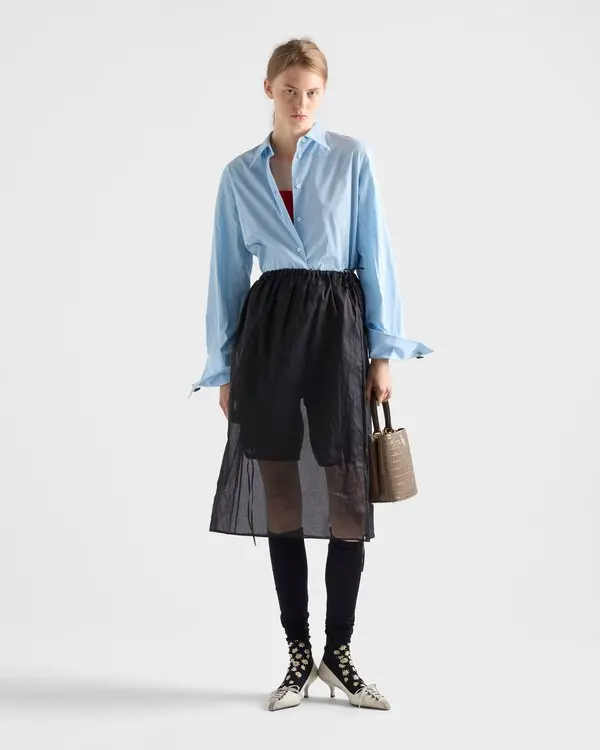 Prada Cotton Organdy Midi-skirt