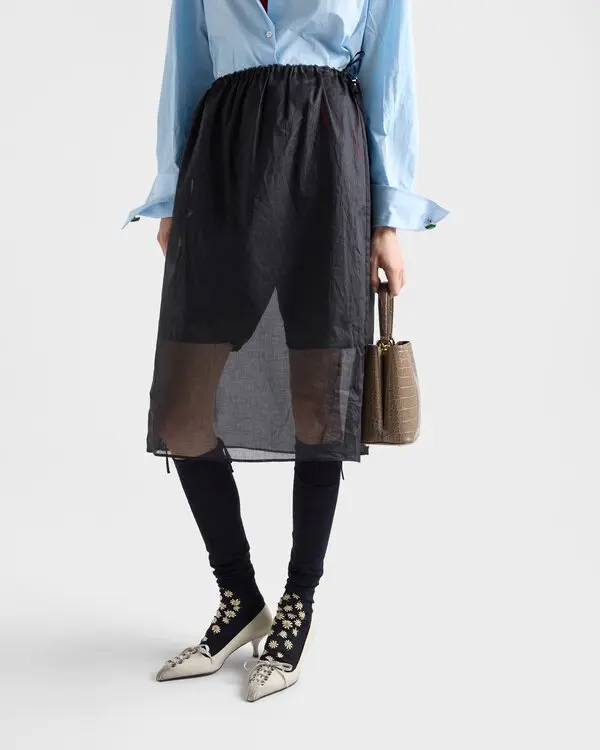 Prada Cotton Organdy Midi-skirt