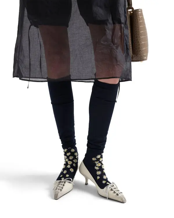 Prada Embroidered Over-the-knee Socks - Blue