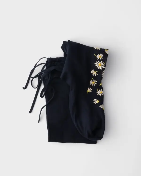 Prada Embroide Over-the-knee Cotton Socks - Navy
