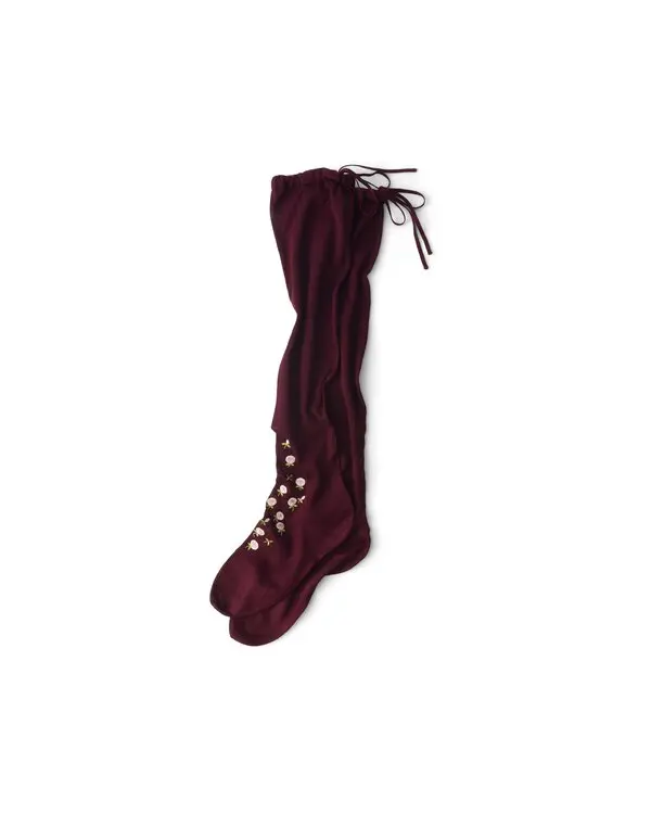 Prada Embroide Over-the-knee Cotton Socks - Red