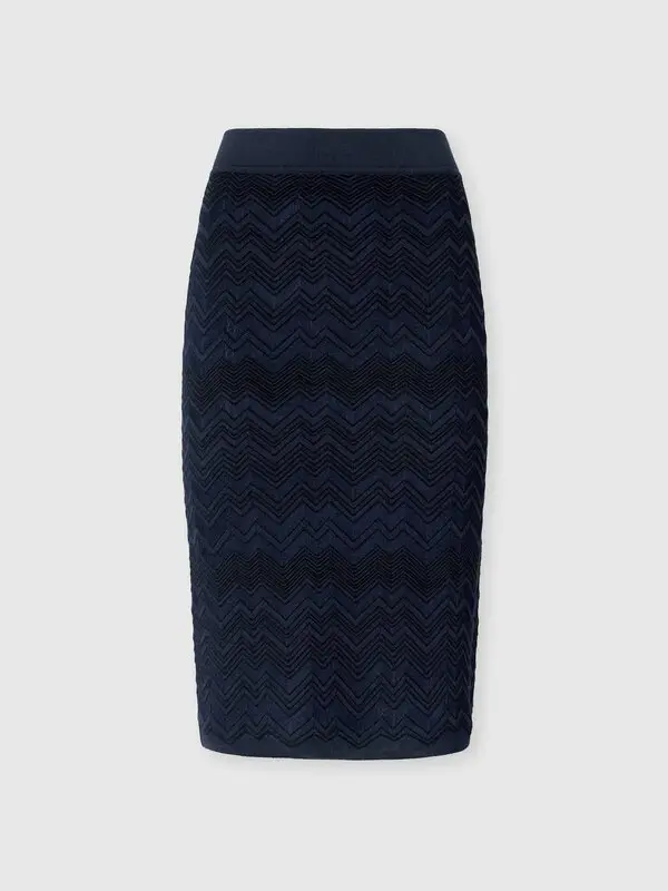 Missoni Chevron Wool And Viscose Mini Skirt - Navy Blue