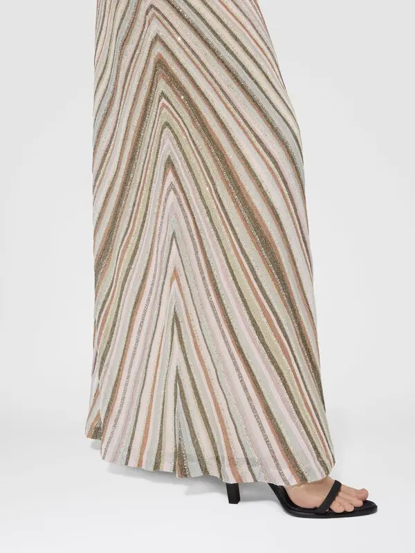 Missoni One-shoulder Striped Long Dress With Sequins