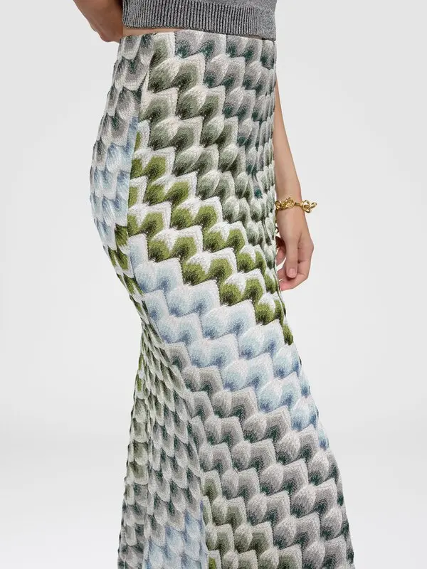 Missoni Long Viscose Lamé Skirt With Lace Motif