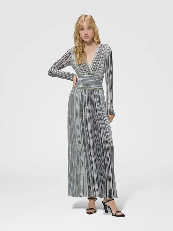Missoni V-neck Midi Dress With Lamé Detail