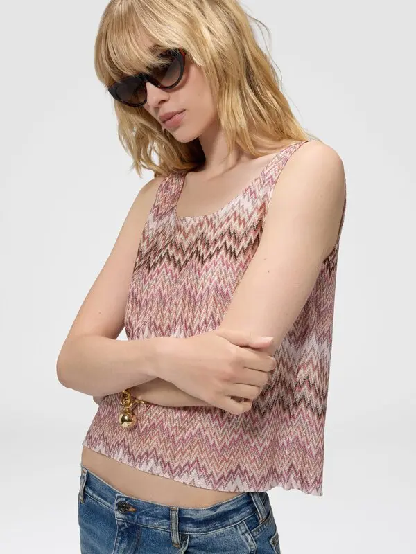 Missoni Sleeveless Viscose Top - Pink,multicoloured