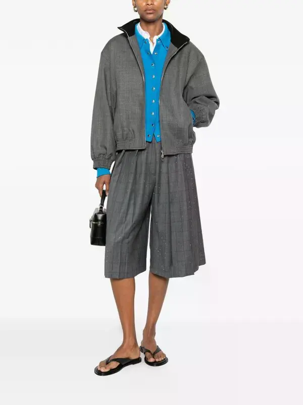 Sandro Checked Rhinestone-embellished Shorts