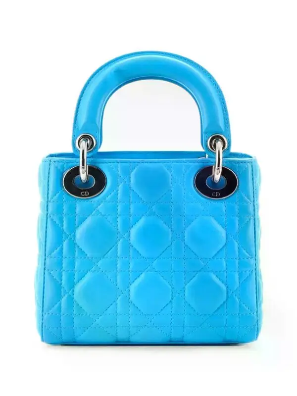 Dior Lady Cannage Quilt Lambskin Mini Satchel - Blue