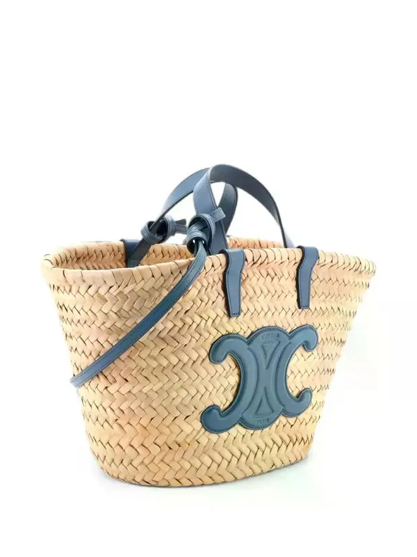 Celine Triomphe Basket Raffia Shoulder Bag - Blue