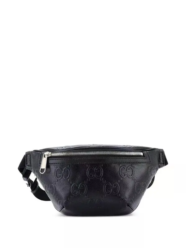 Gucci Gg Embossed Perforated Leather Small Belt Bag - Black