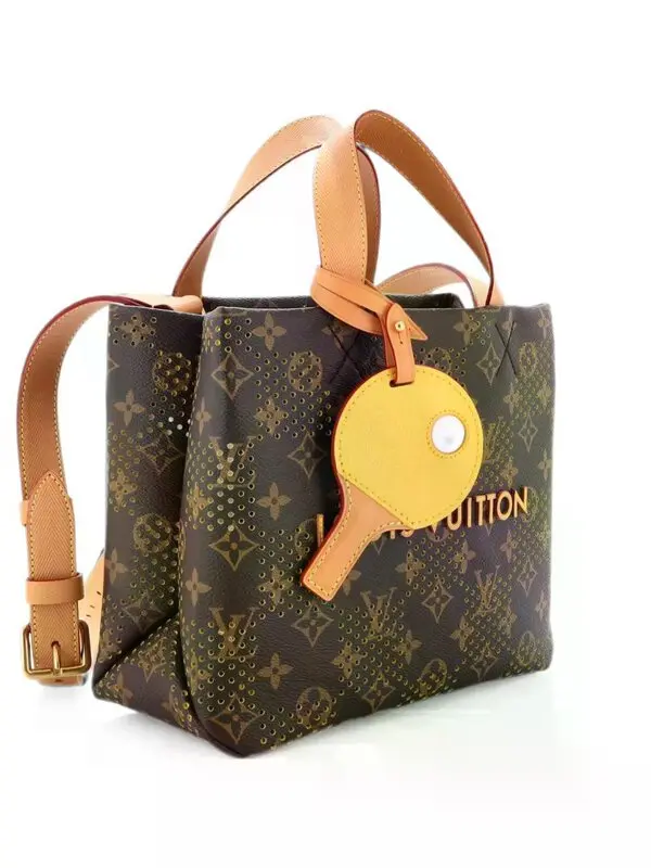 LOUIS VUITTON Shopper Limited Edition Monogram Perforated Grid Canvas Mini Tote Bag - Brown
