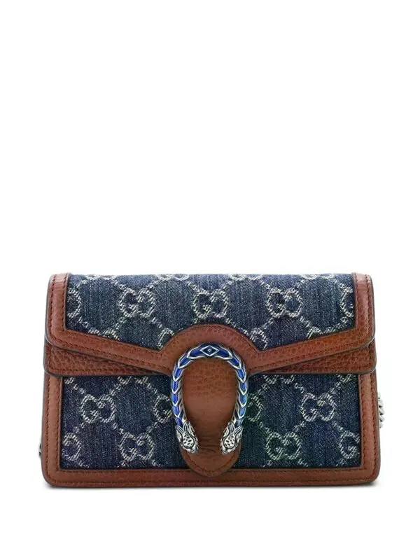 Gucci Dionysus Gg Denim Super Mini Crossbody Bag - Blue