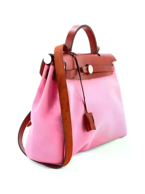 Hermès Herbag Zip Leather And Toile 31 Shoulder Bag - Pink