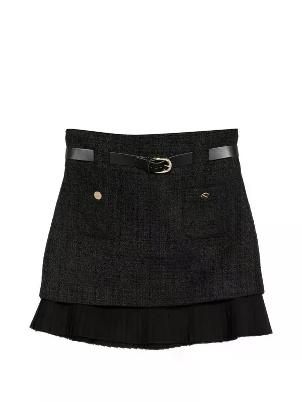Sandro Belted Ruffled Mini Skirt - Black