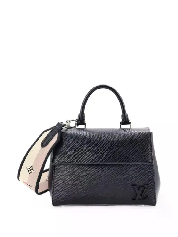 LOUIS VUITTON Cluny Epi Leather Mini Satchel With Monogram Strap - Black