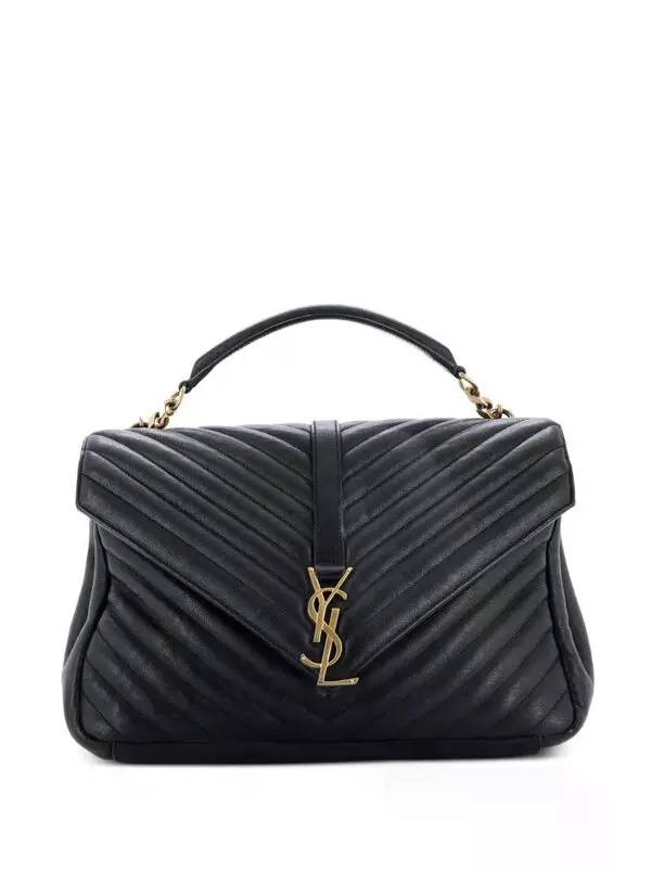 Saint Laurent Matelassé Chevron Leather Shoulder Bag - Black