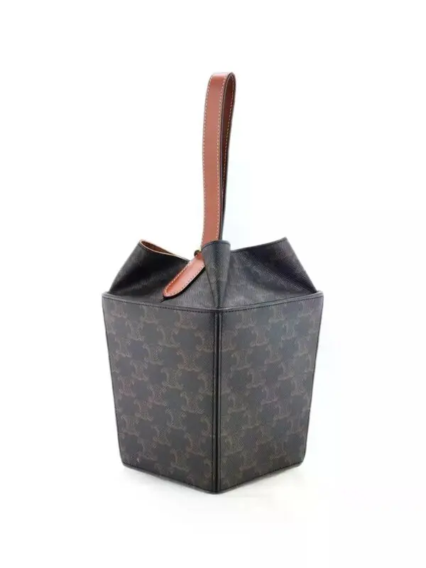 Celine Strap Box Top Handle Bag Triomphe Coated Canvas Satchel