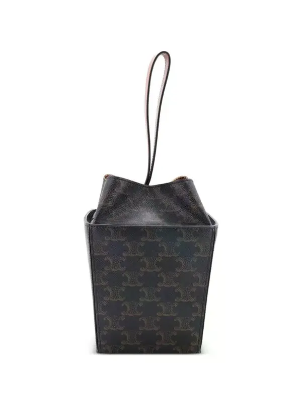 Celine Strap Box Top Handle Bag Triomphe Coated Canvas Satchel
