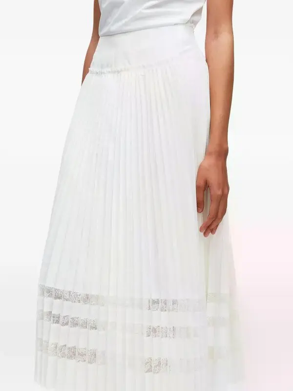 3.1 Phillip Lim Pleated Lace-insert Midi Skirt