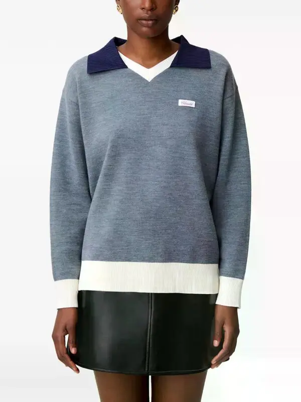 Claudie Pierlot Logo Patch V-neck Sweater